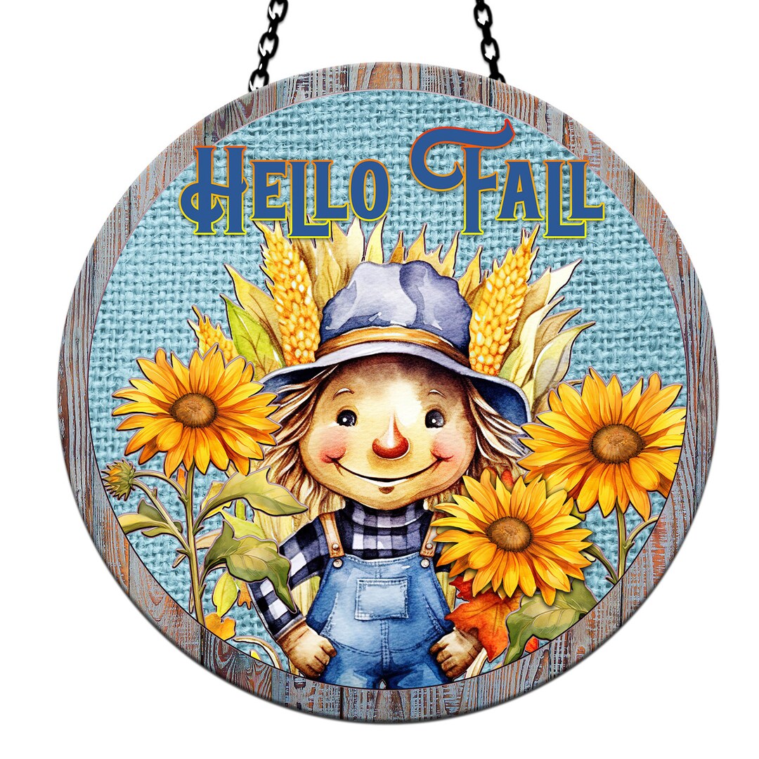 Hello Fall Scarecrow / Custom Fall Sign / Personalized - Etsy