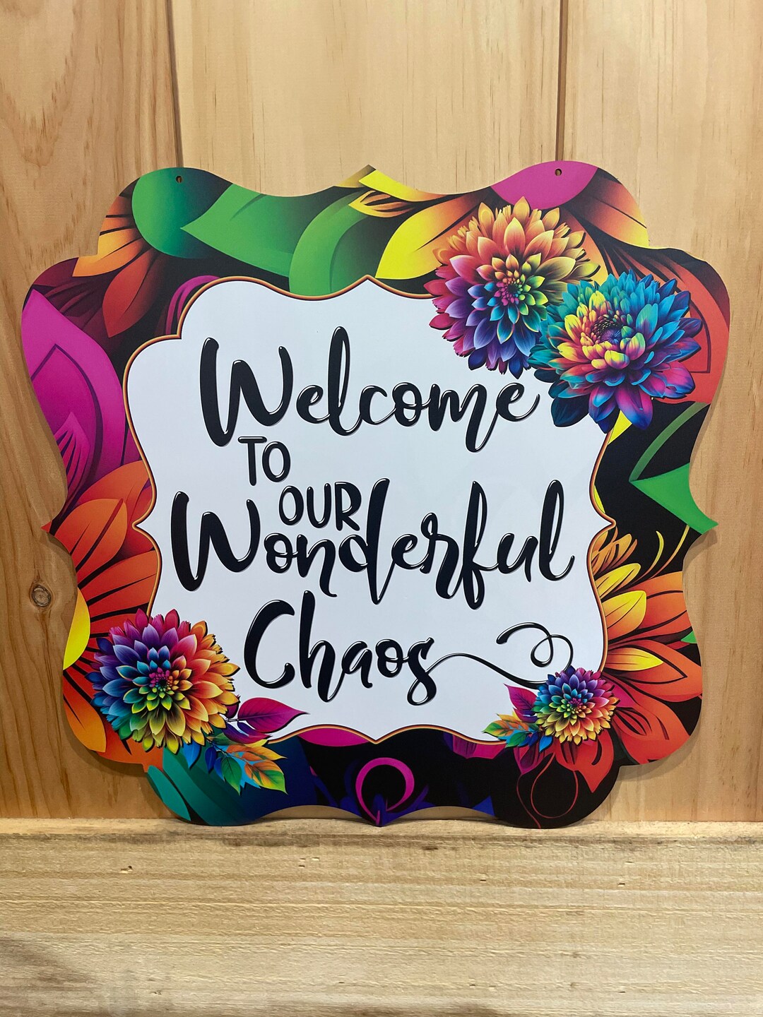 Welcome to Our Chaos Neon Look Flowers / Outdoor Bar / Tiki Bar ...