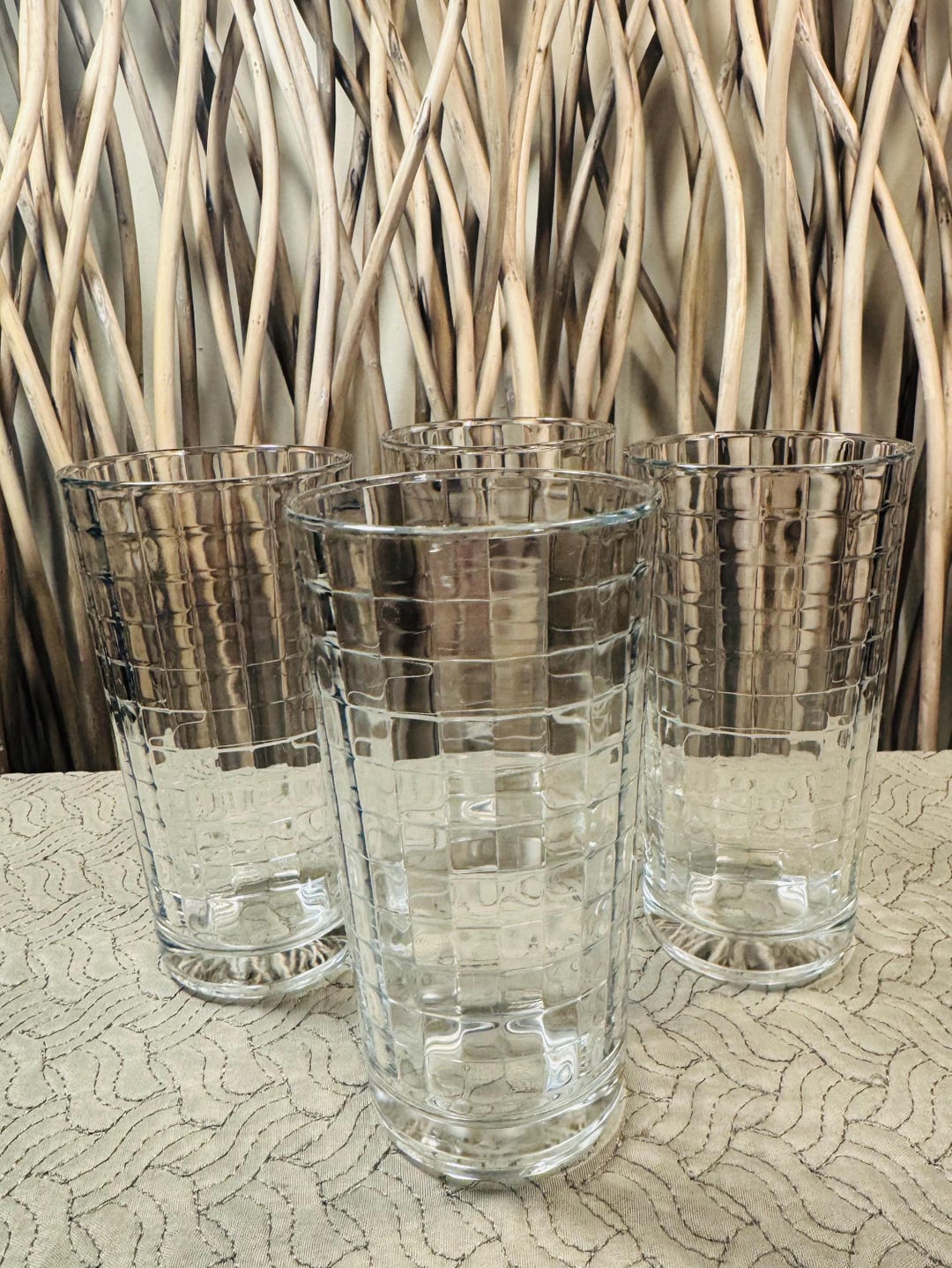 Block Pasabahce Optic Window Pane Vintage 1930's Highball/juice Glasses ...
