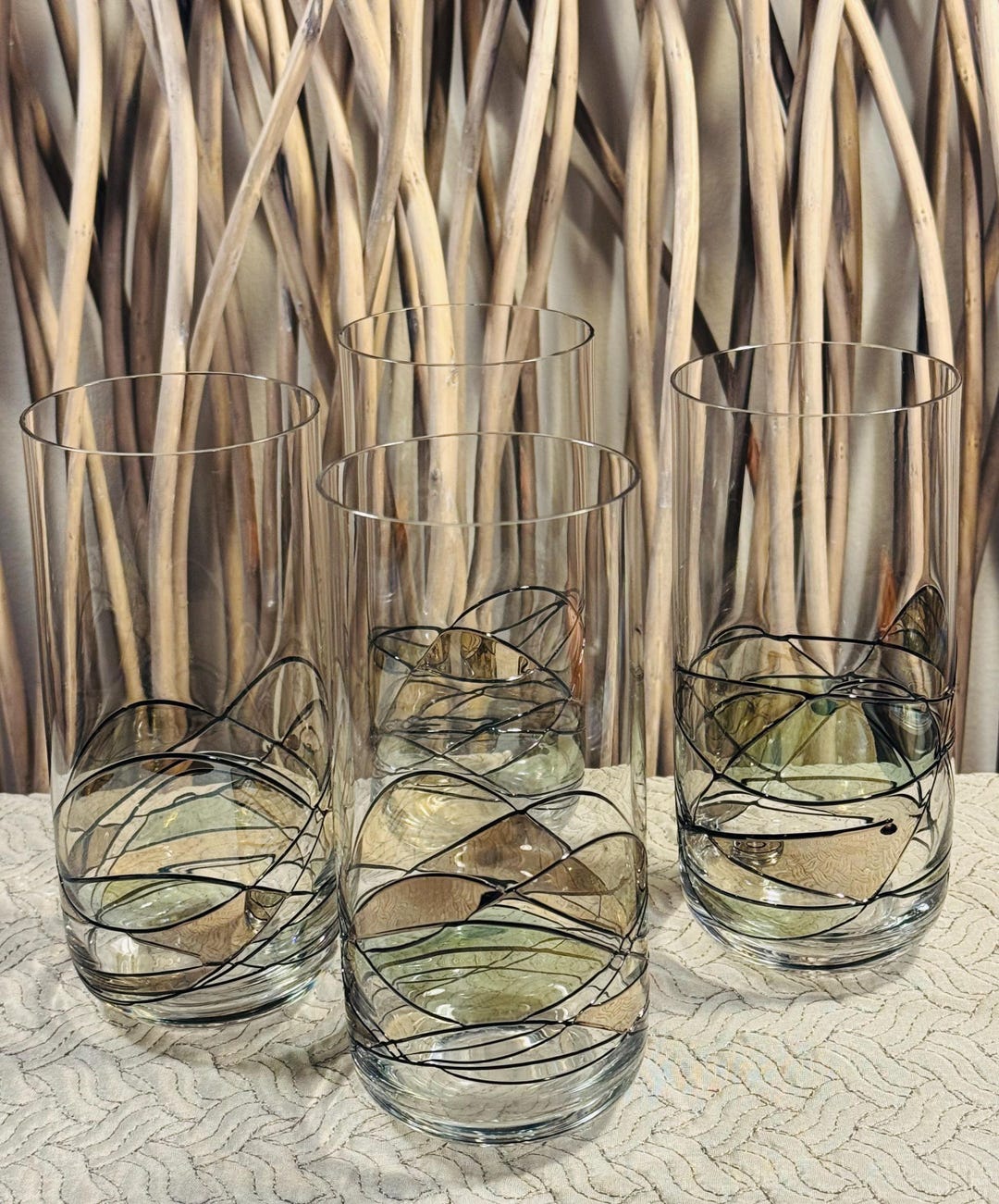 Vintage Milano Mosaic Stained Glass Iced Beverage Glasses - Set of 4 - Etsy