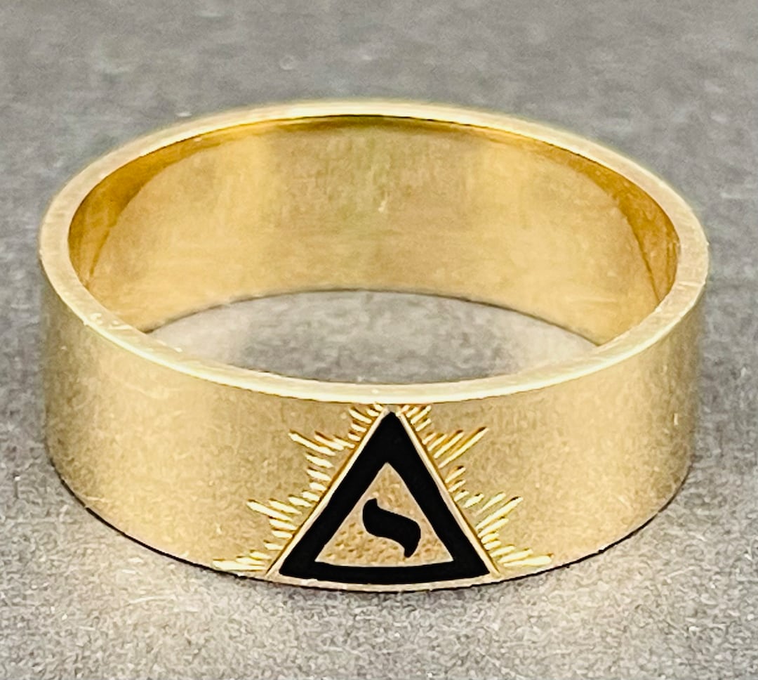 Scottish Rite 14th Degree Ring 14kt Yellow Gold 6.3mm Wide Band. Size ...