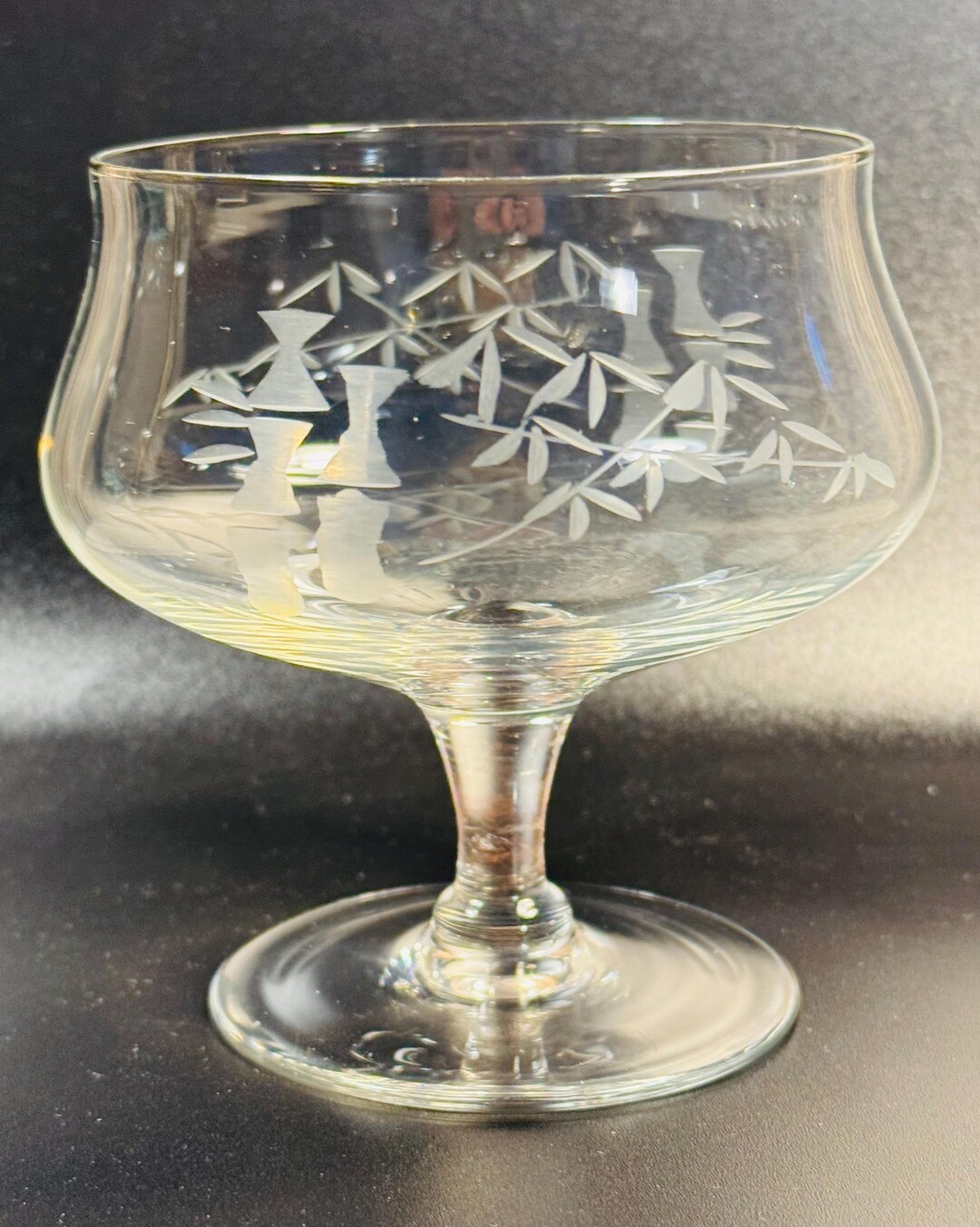 Noritake Sasaki Etched Bamboo Pattern Crystal Coupe Glasses 4 Inches X ...