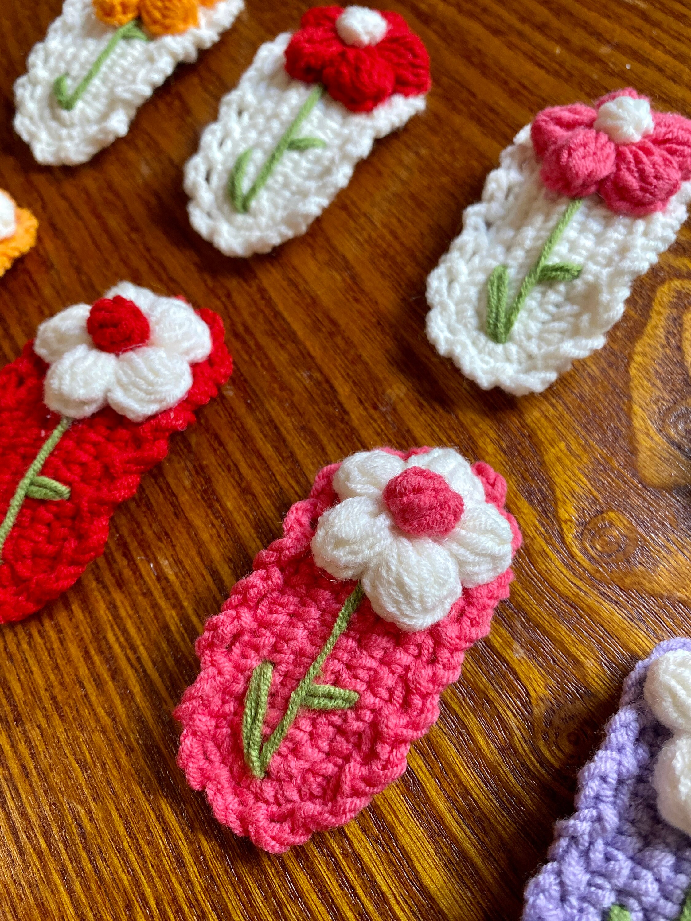 Handmade Flower Crochet Hair Clips, Cute Hair Clips for Girls Kids ...