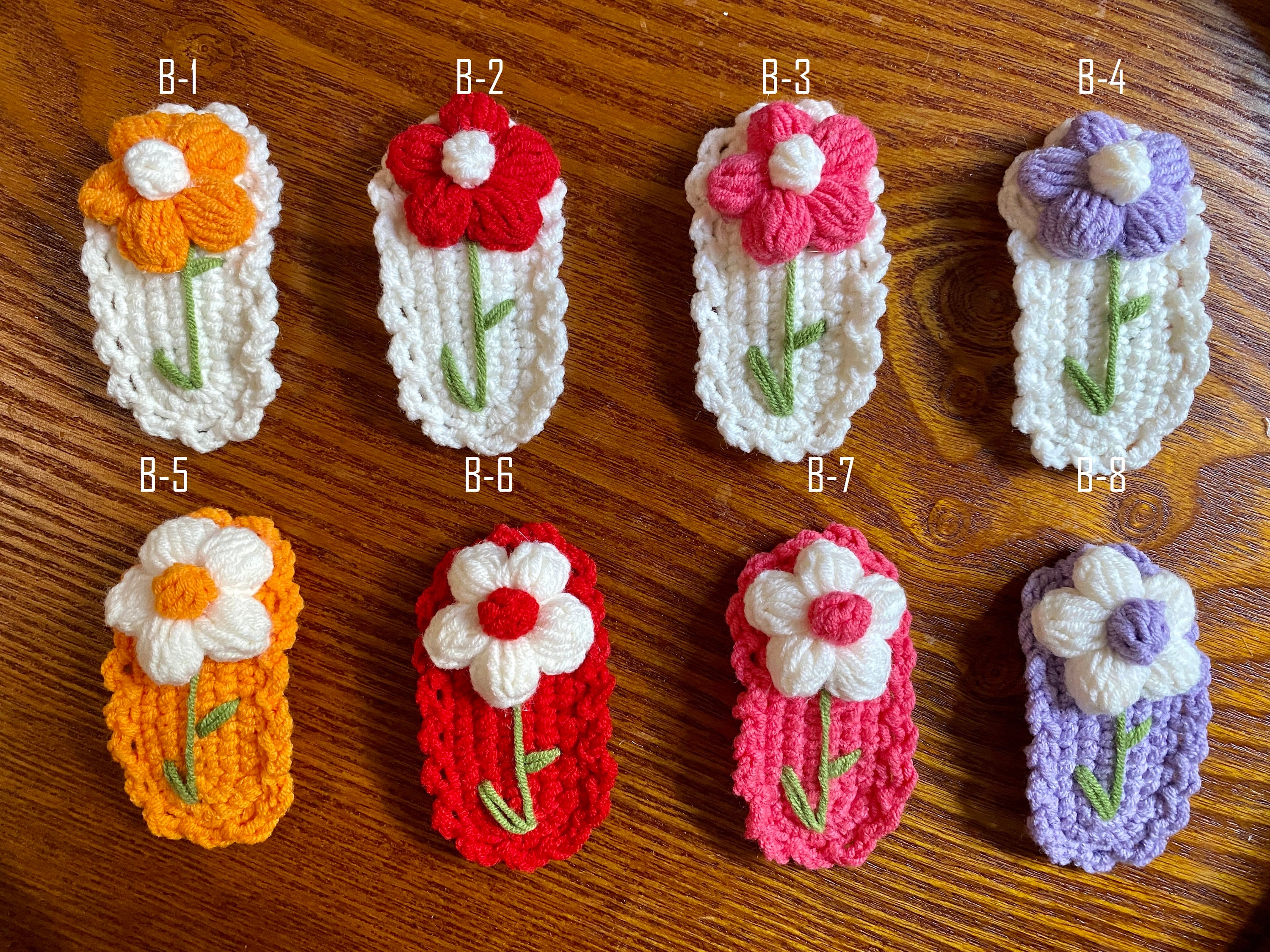 Handmade Flower Crochet Hair Clips, Cute Hair Clips for Girls Kids ...