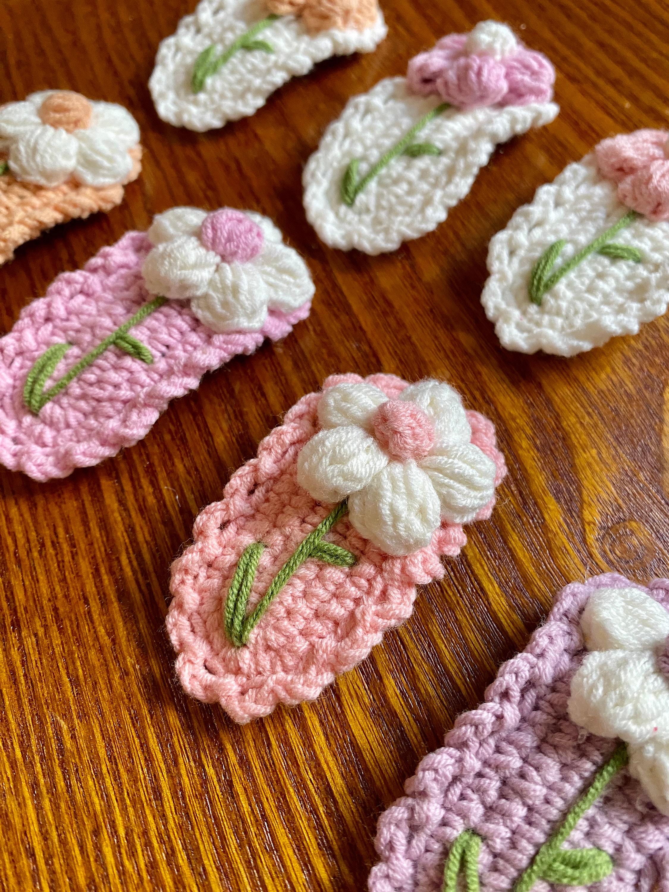 Handmade Flower Crochet Hair Clips, Cute Hair Clips for Girls Kids ...