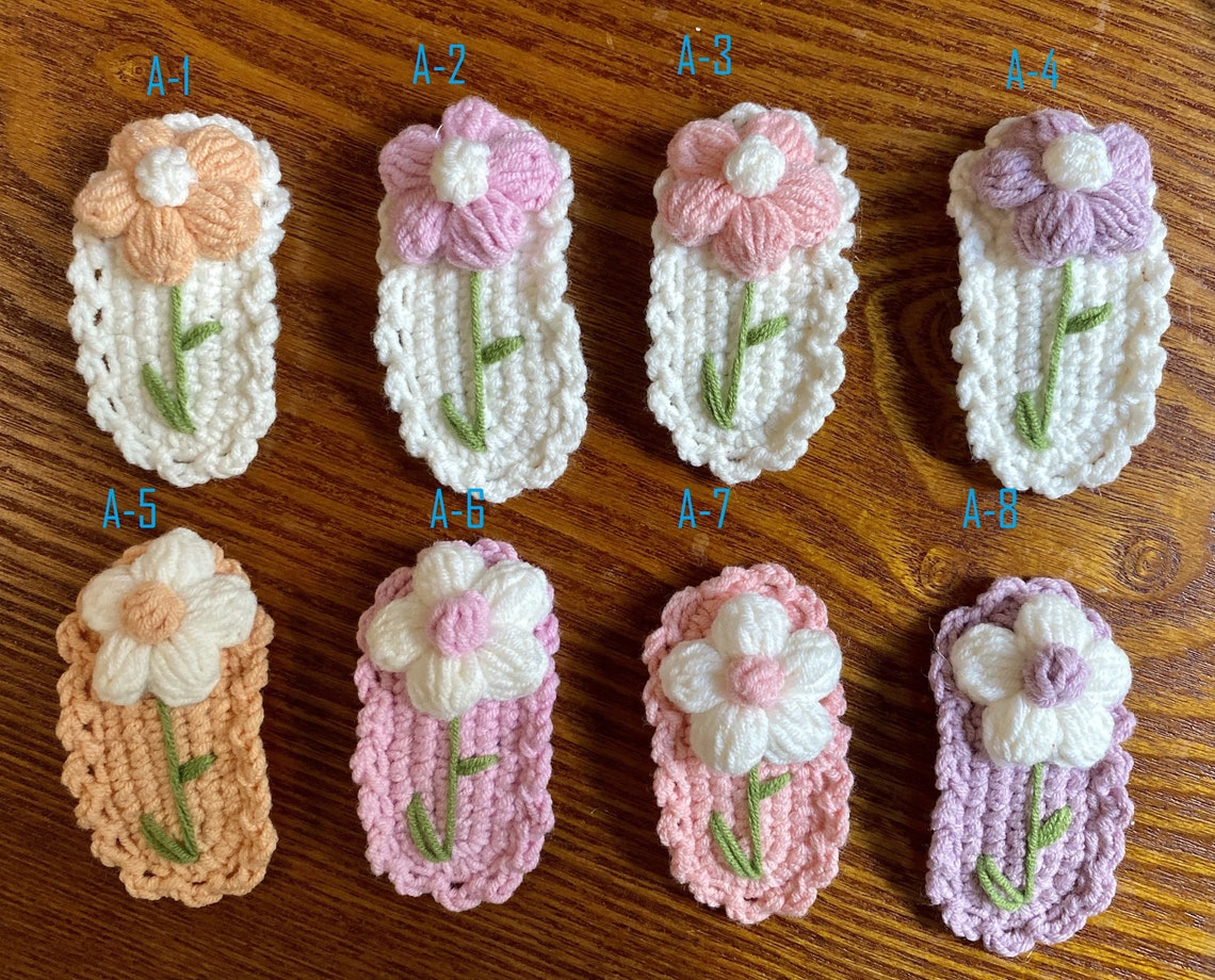 Handmade Flower Crochet Hair Clips, Cute Hair Clips for Girls Kids ...