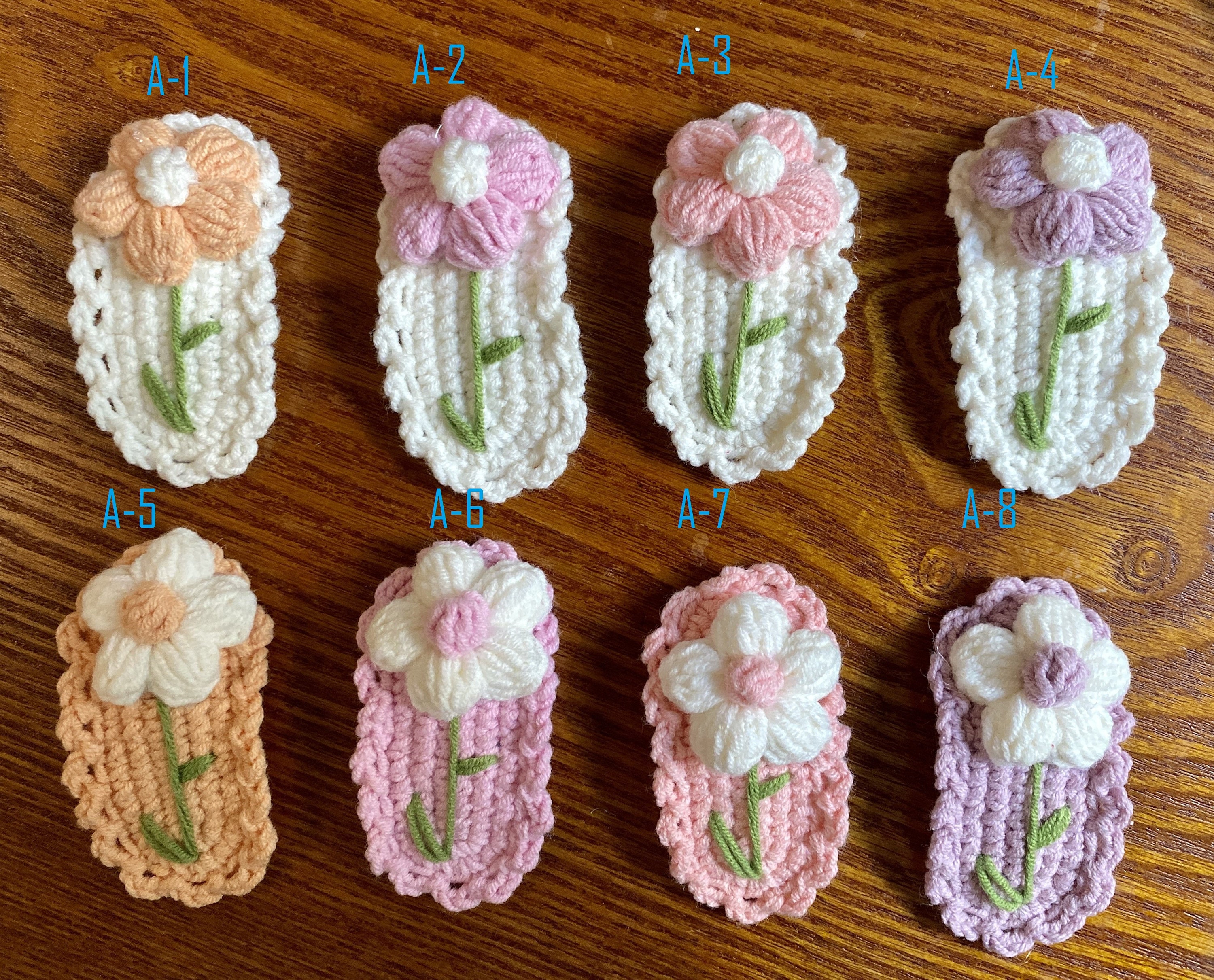 Handmade Flower Crochet Hair Clips, Cute Hair Clips for Girls Kids ...