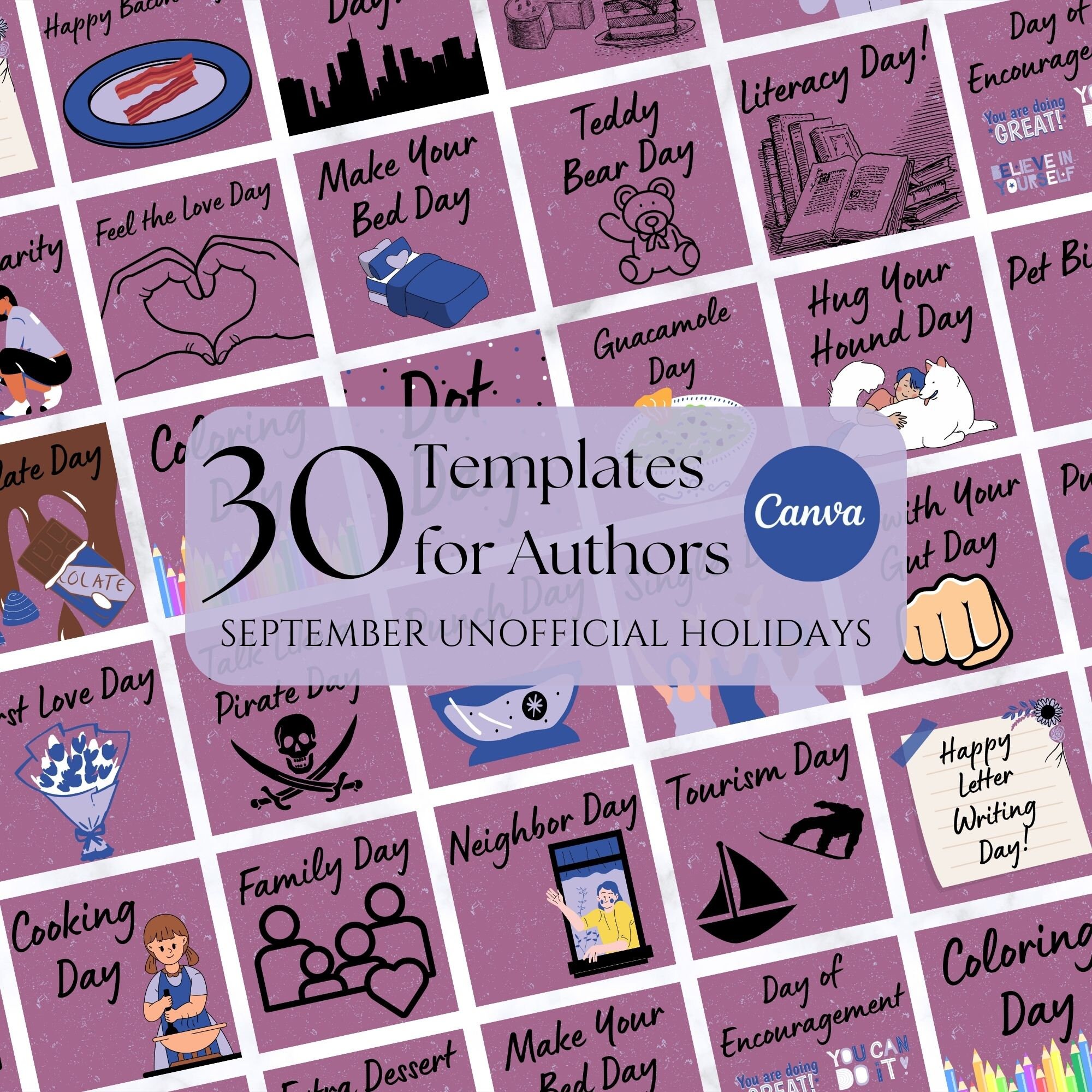 30 Canva Templates for Authors Unofficial September Holidays Writers ...