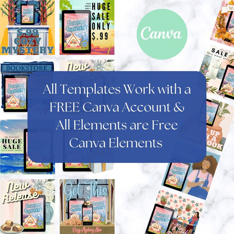 20 Cozy W/text Canva Book Mockup Templates for Authors Writers ...