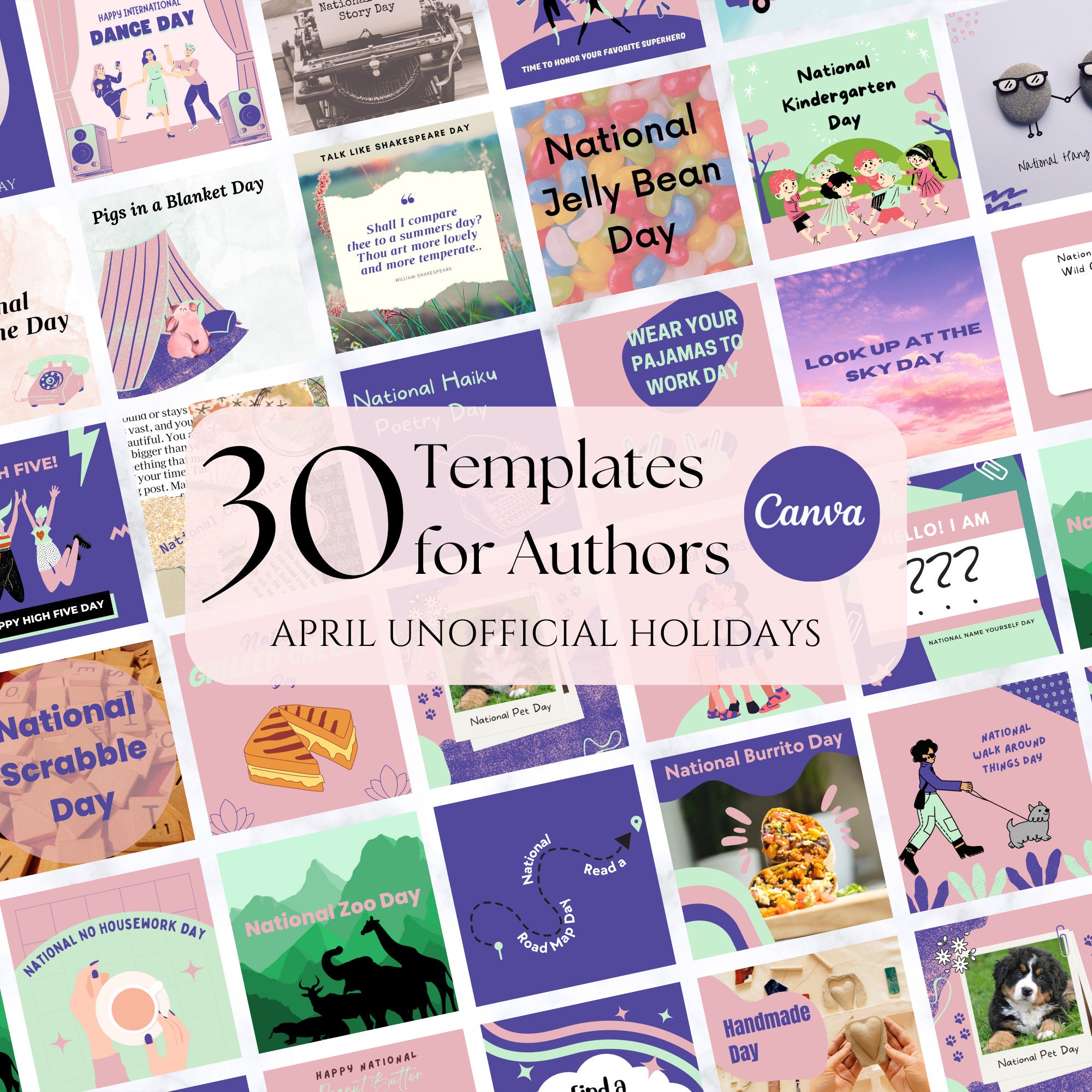 30 Canva Templates for Authors | Unofficial April Holidays | Writers ...
