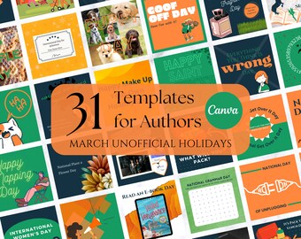 31 Canva Templates for Authors | Unofficial March Holidays V.2 ...