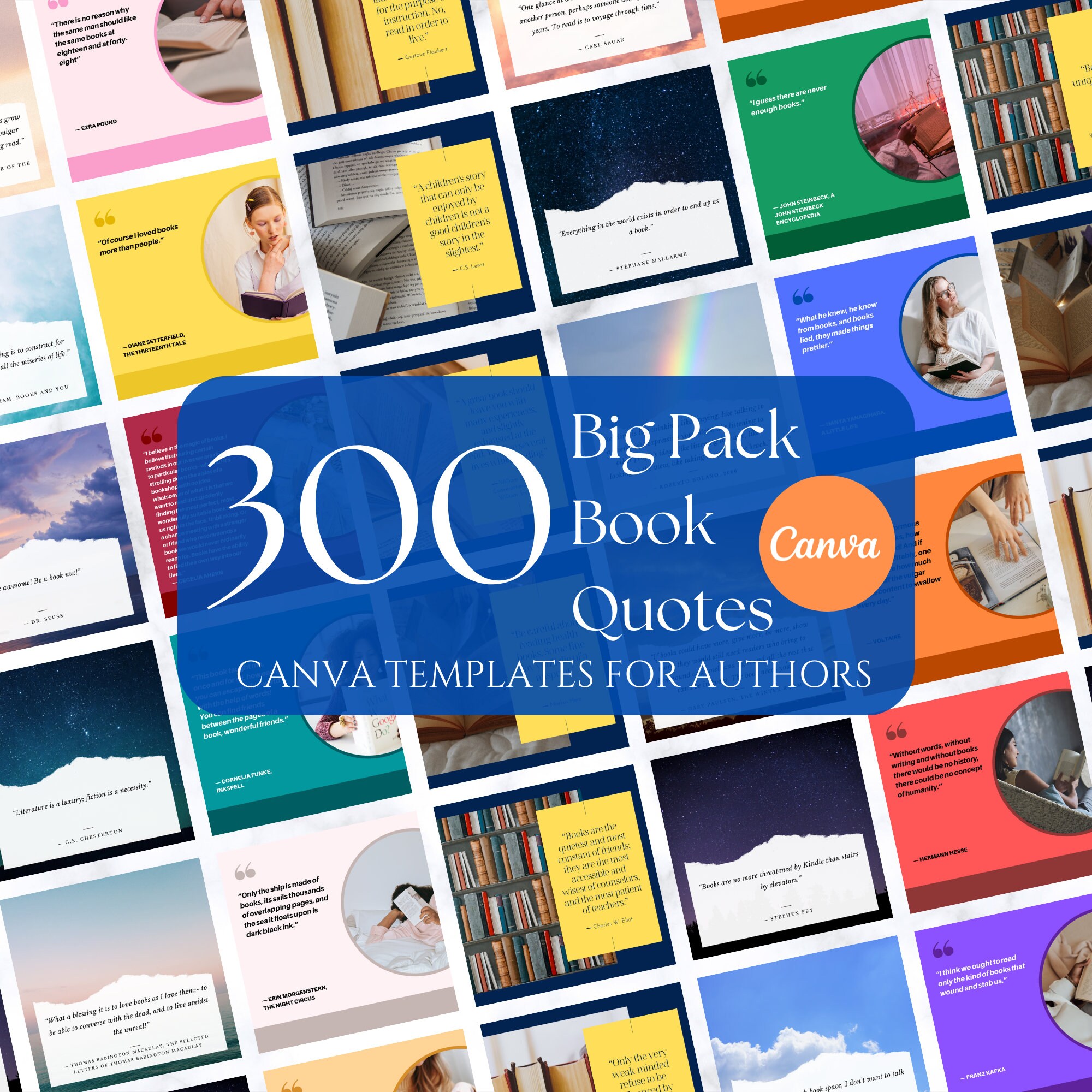 Big Pack 300 Book Quotes Canva Templates Authors Writers Bookstagram ...