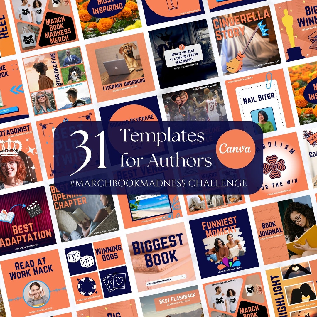 31 March Book Madness IG Challenge Canva Templates for Authors ...