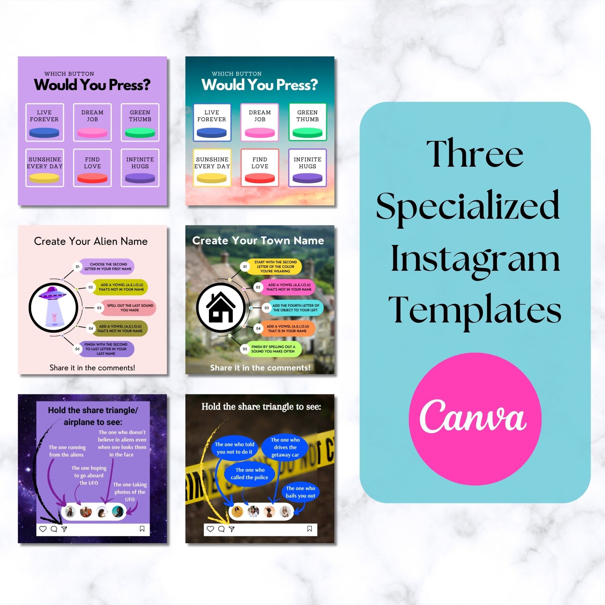 Three Specialized Instagram Canva Engagement Templates | Digital ...