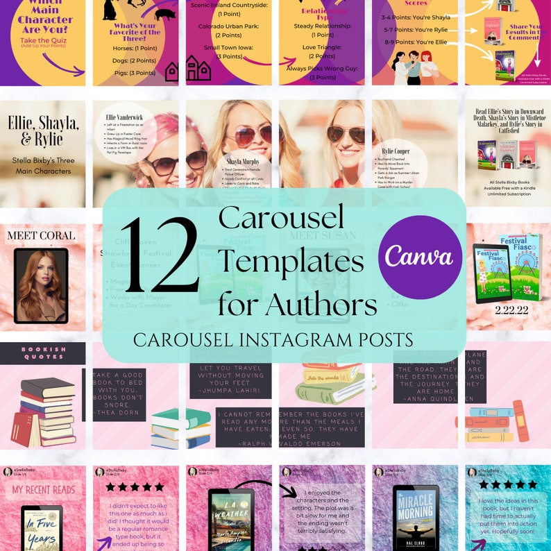 12 Canva Instagram Carousel Templates for Authors | Writers ...