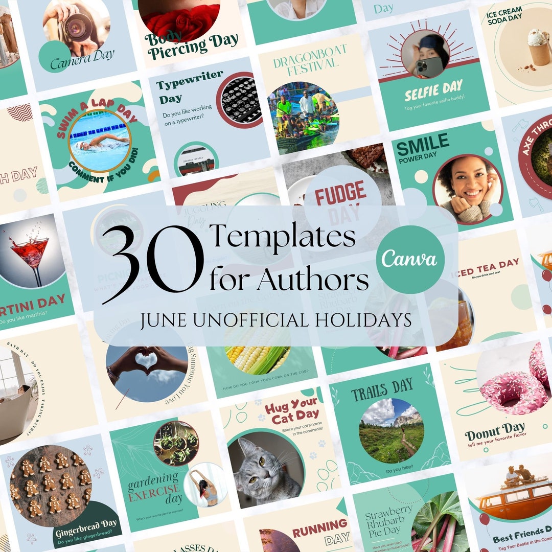 30 Canva Templates for Authors | Unofficial June Holidays | Writers ...