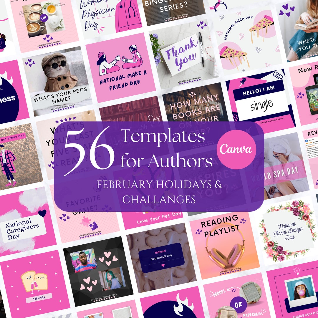 56 February Pack | Canva Templates for Authors | Writers | Bookstagram ...