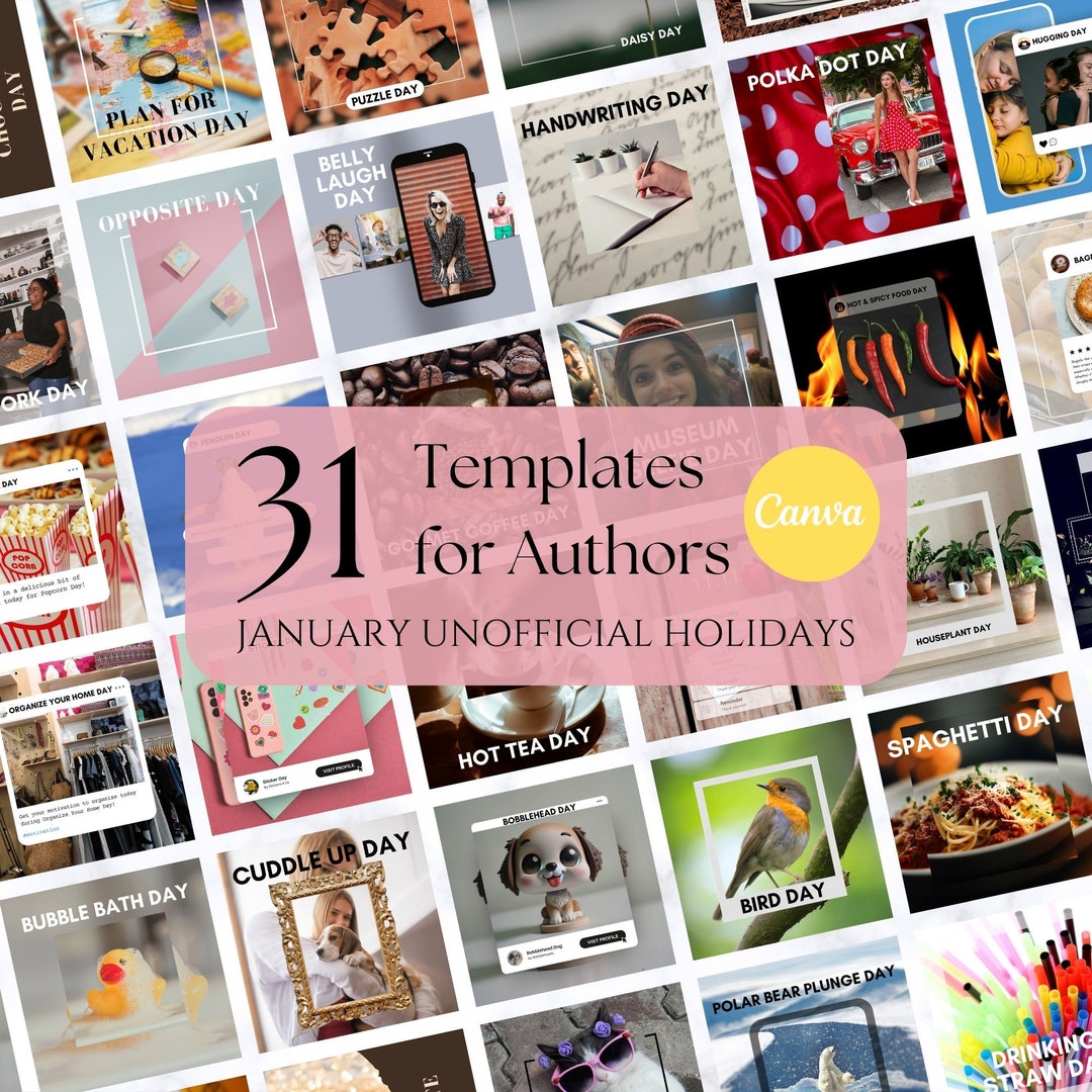 31 Canva Templates for Authors | Unofficial January Holidays | Writers ...