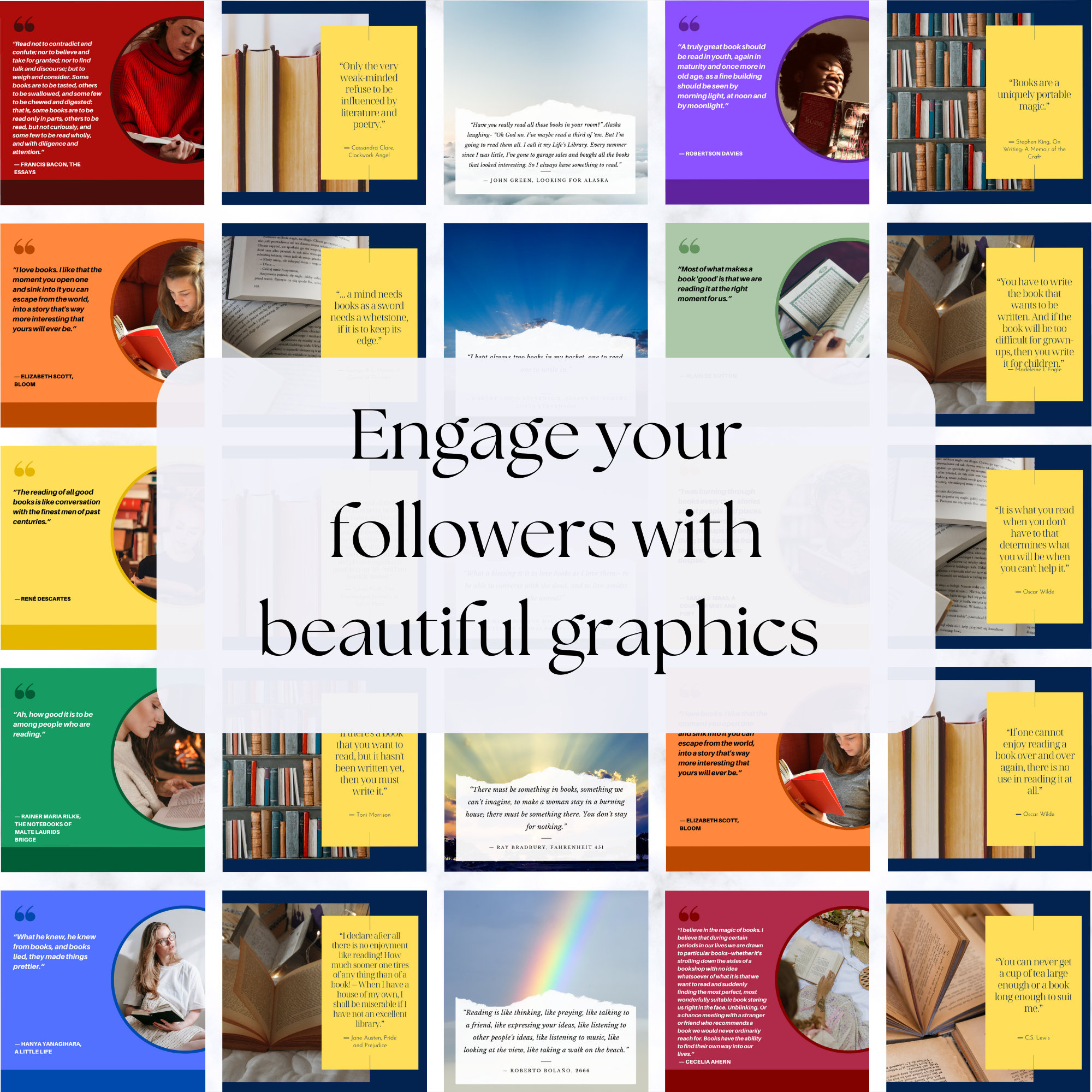 Big Pack 300 Book Quotes Canva Templates Authors Writers Bookstagram ...