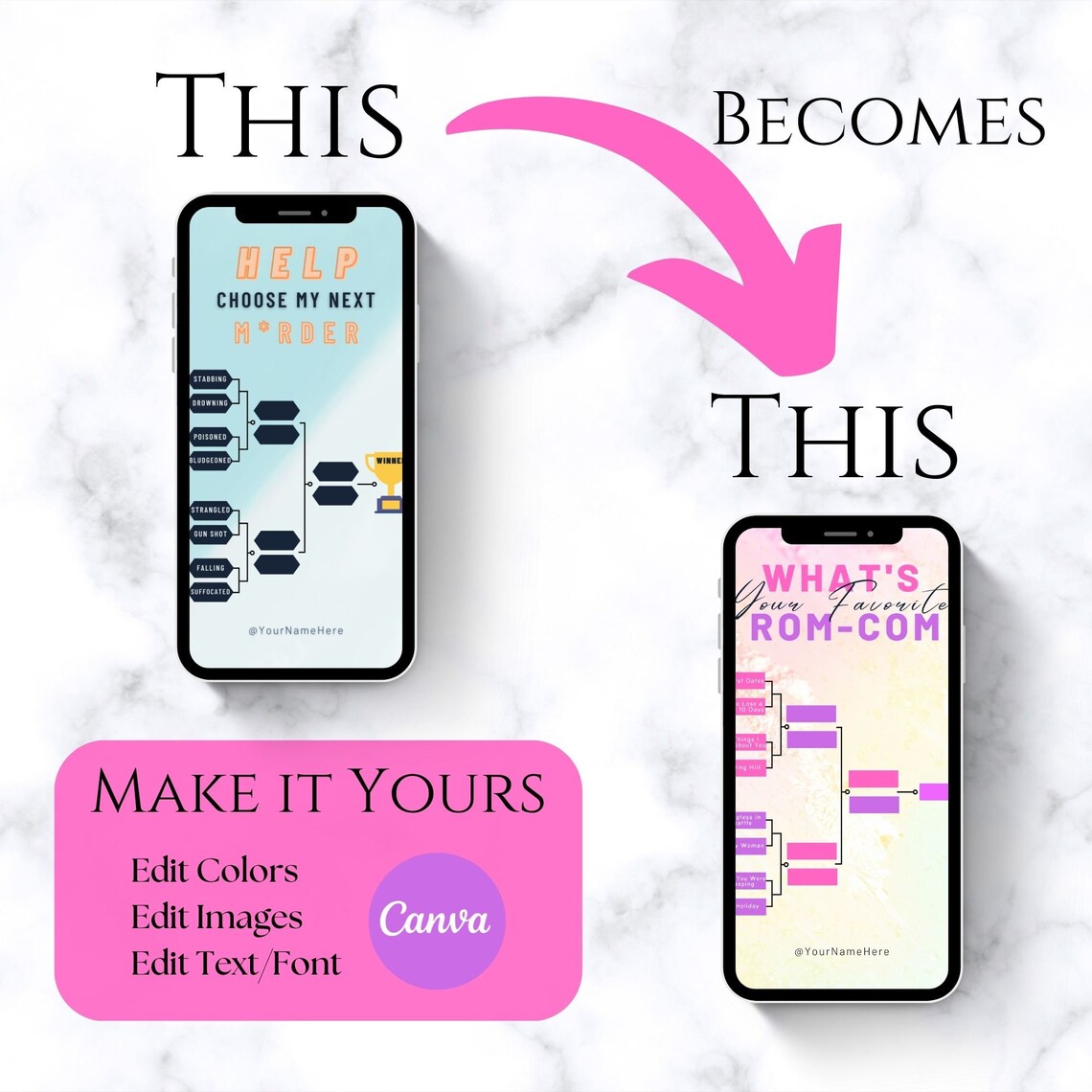 Instagram Story Bracket Canva Templates | Authors | Writers ...
