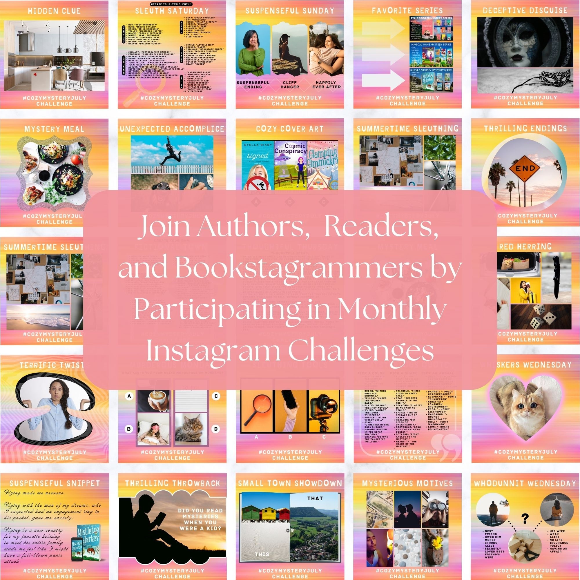 31 July IG Challenge Canva Templates for Cozy Mystery Authors | Writers ...