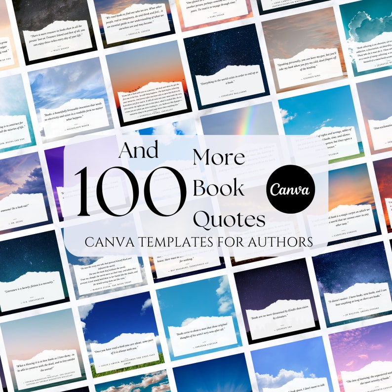 And 100 More Book Quotes Canva Templates | Authors | Writers ...
