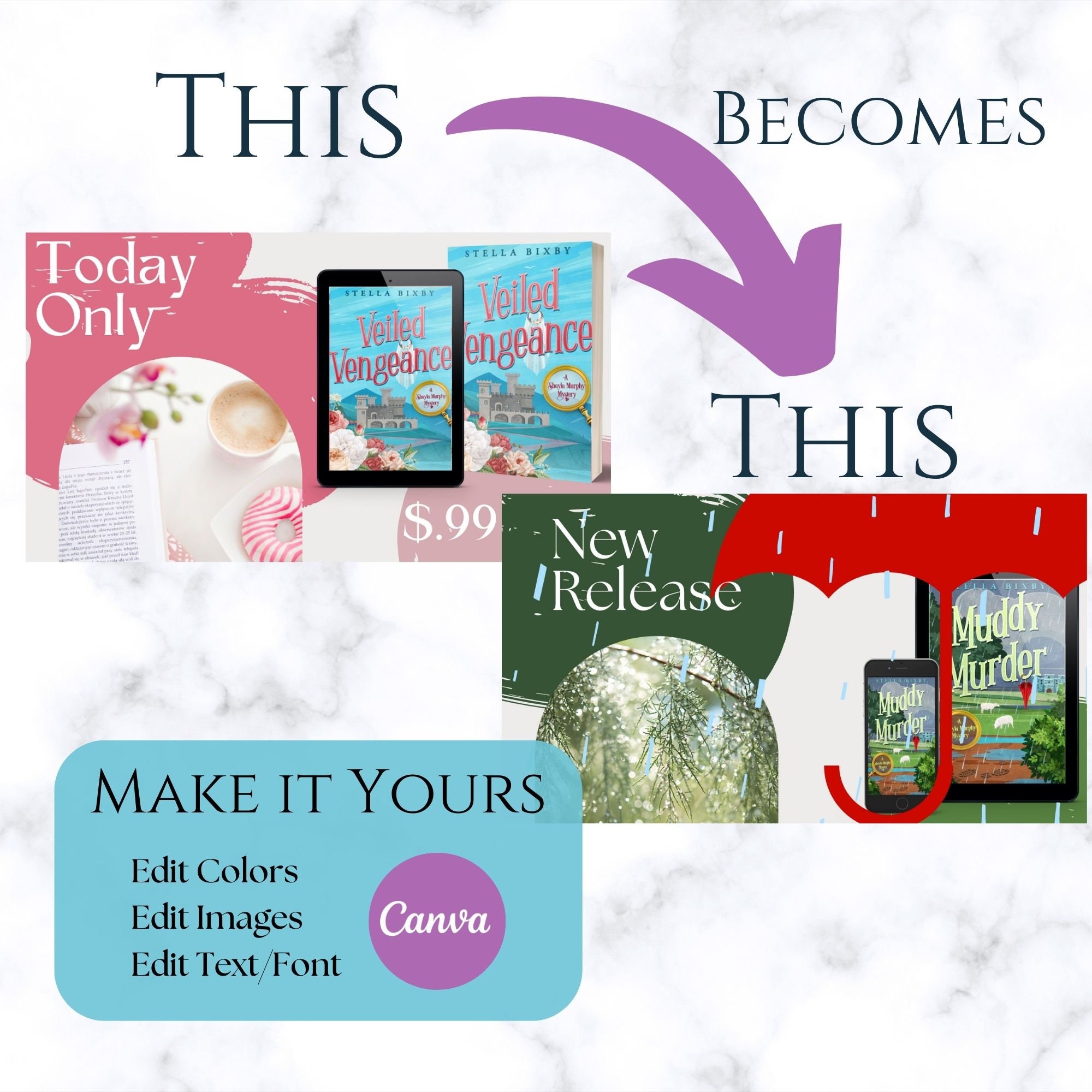 15 Canva Book Mockup Promo Templates for Authors Writers Bookstagram ...