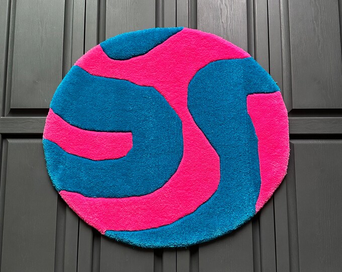 Abstract Rug, Pink and Blue Rug, Bubblegum Rug - Etsy