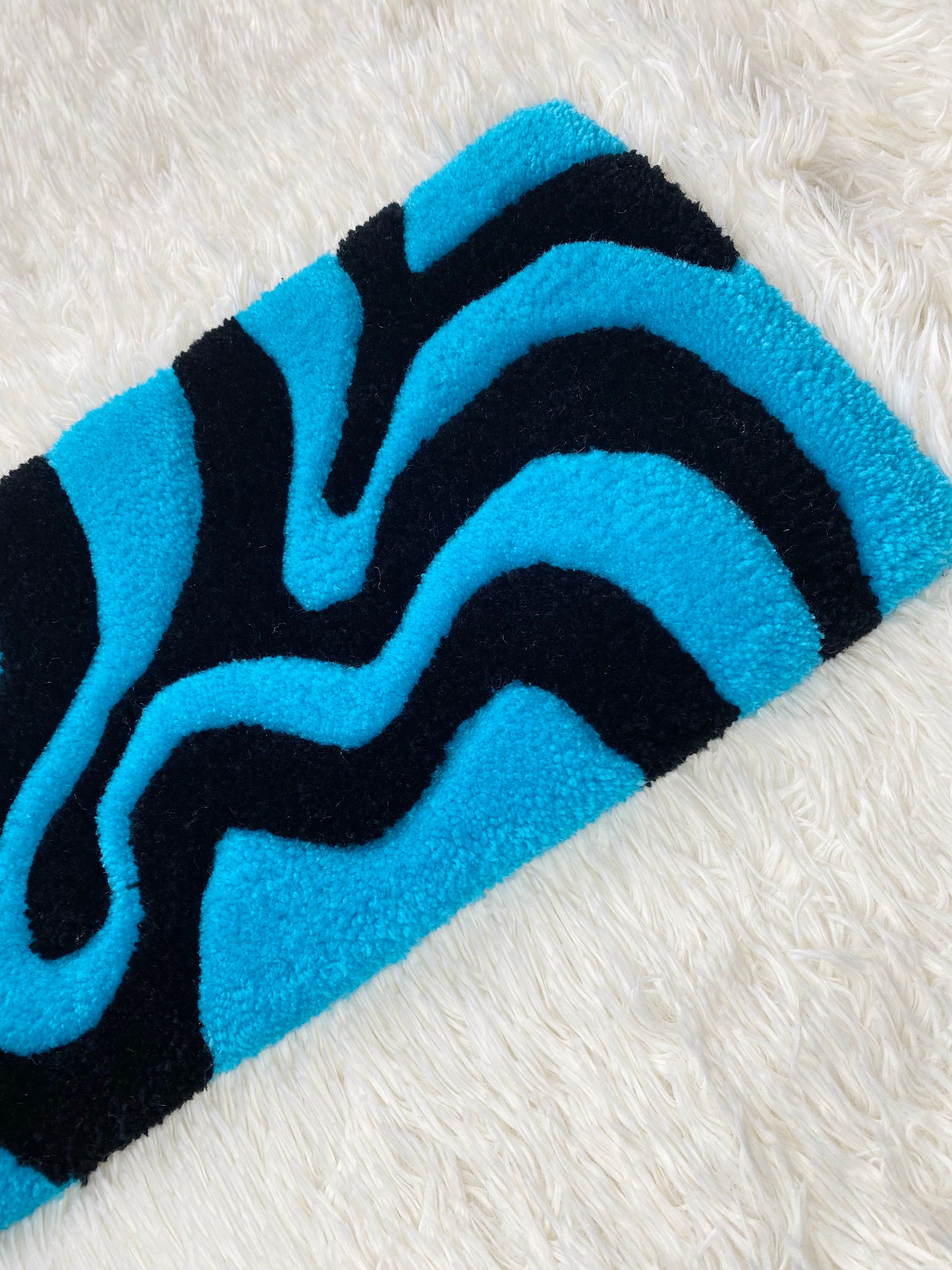 Blue and Black Keyboard Rug Mat, Turquoise Keyboard Mat, Black Keyboard ...