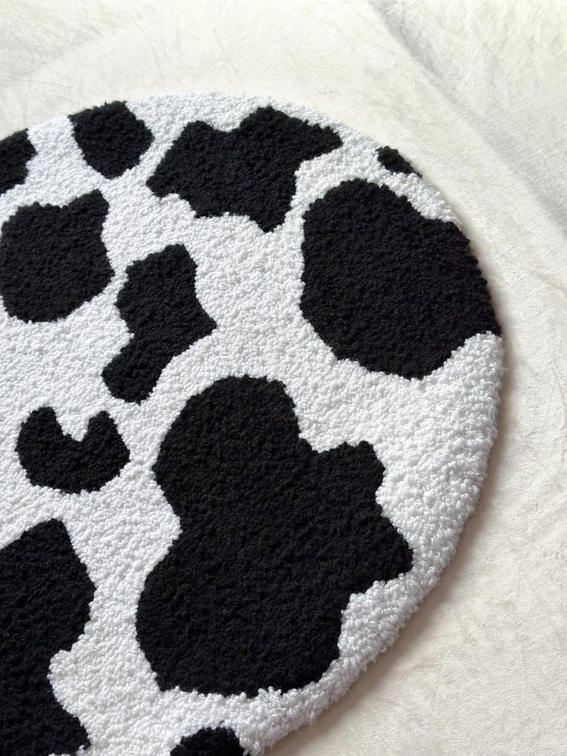 Cow Print Rug, Black and White Area Rug, Black and White Animal Print ...