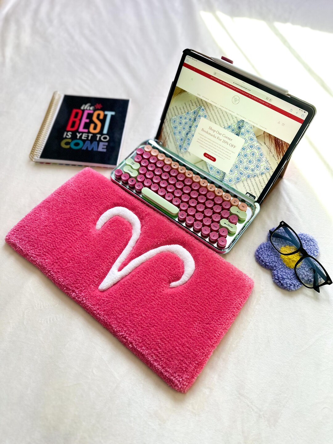 Dark Pink Aries Keyboard Rug Mat | Zodiac Desk Decor - Etsy