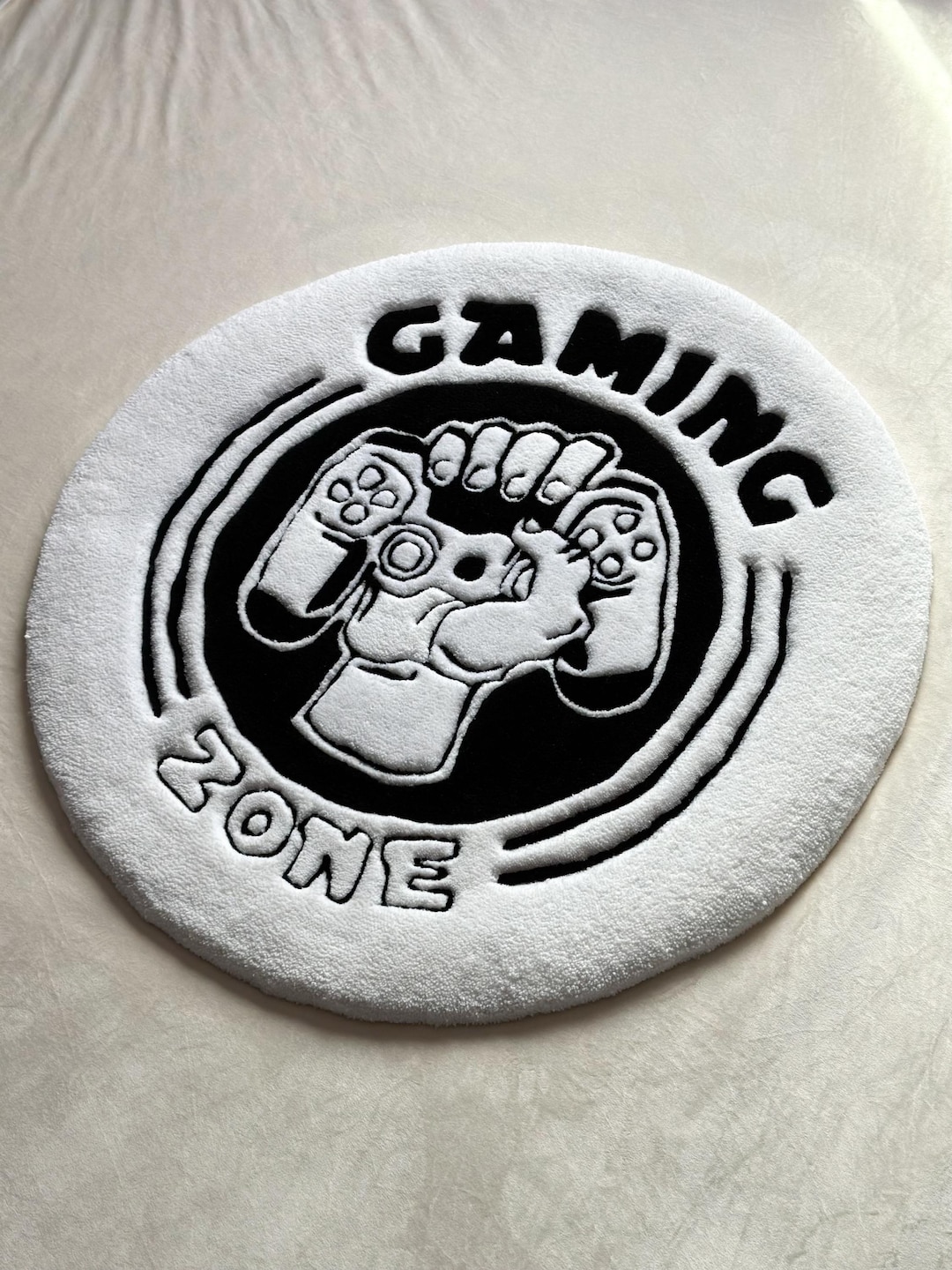 Gaming Zone Rug, Game Room Rug, Black and White Gaming Area Rug - Etsy