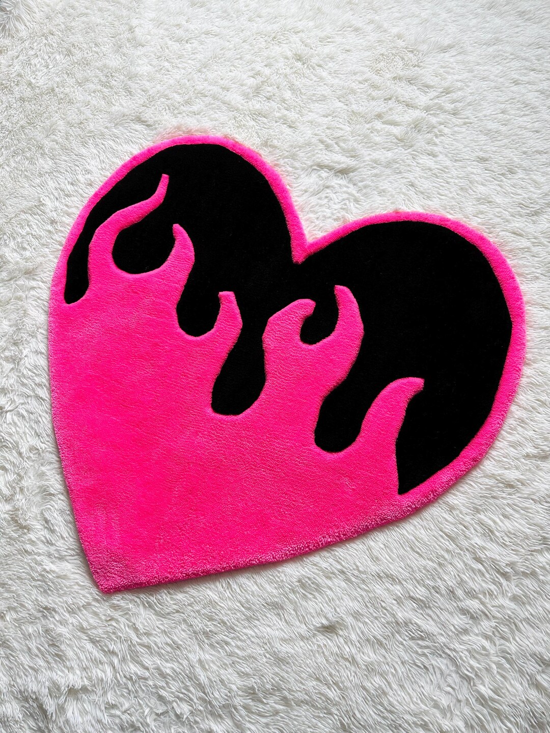 Hot Pink Heart Rug, Pink and Black Area Rug, Heart Shaped Area Rug - Etsy