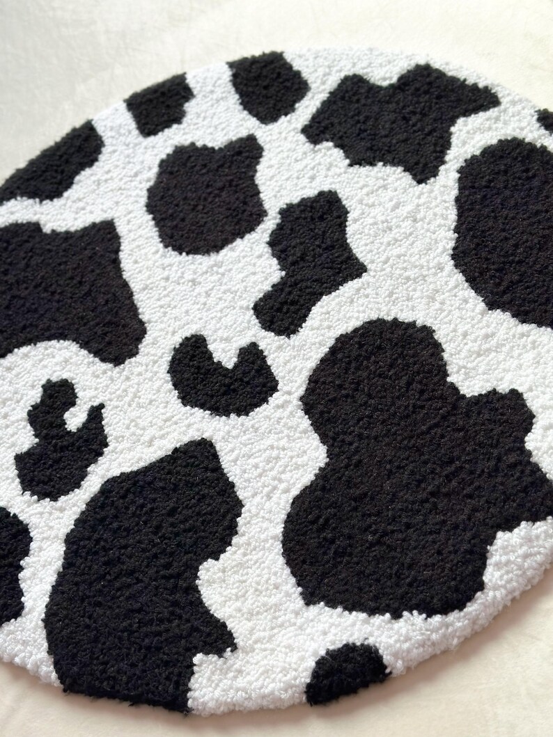 Cow Print Rug, Black and White Area Rug, Black and White Animal Print ...