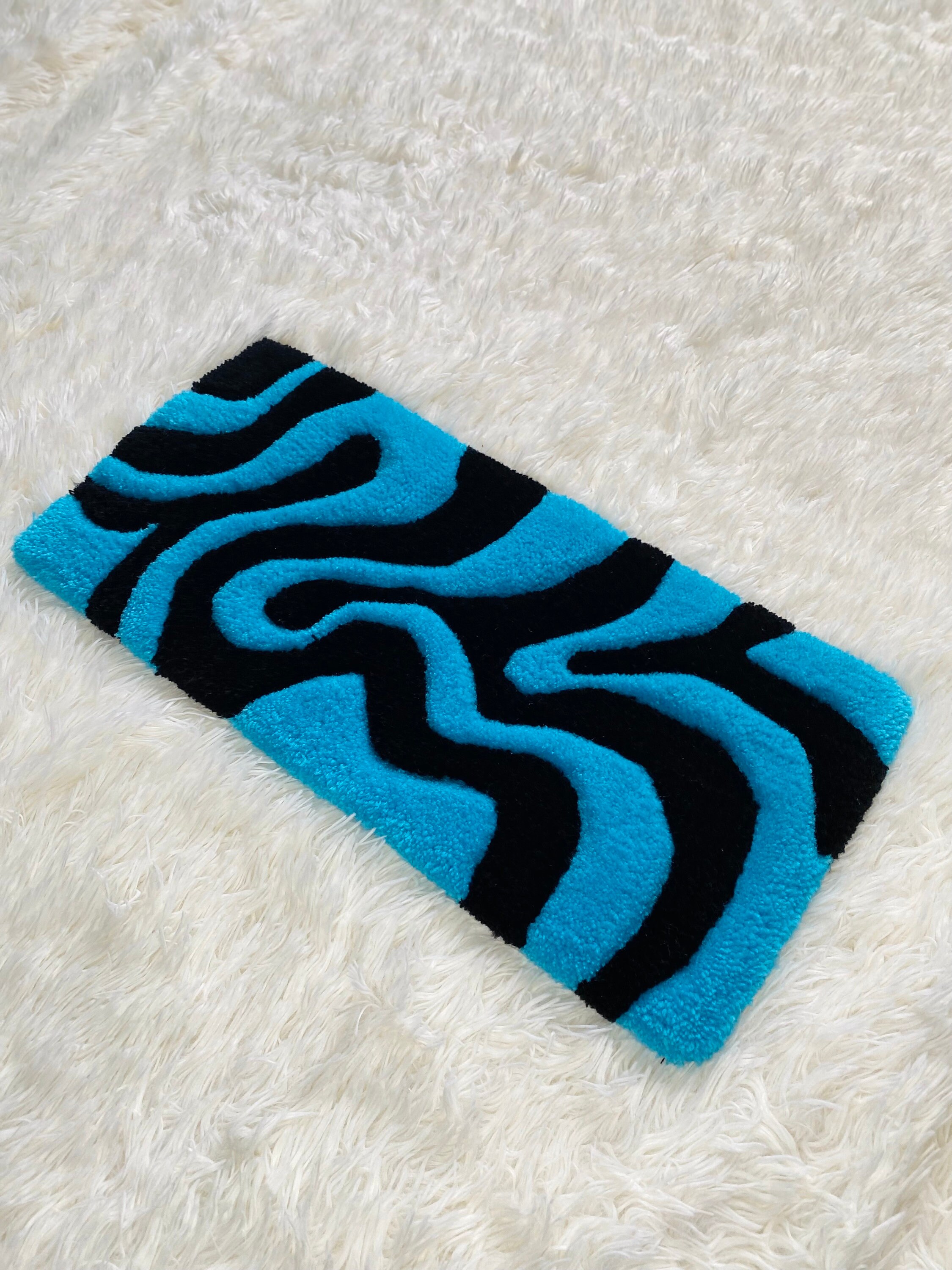 Blue and Black Keyboard Rug Mat, Turquoise Keyboard Mat, Black Keyboard ...
