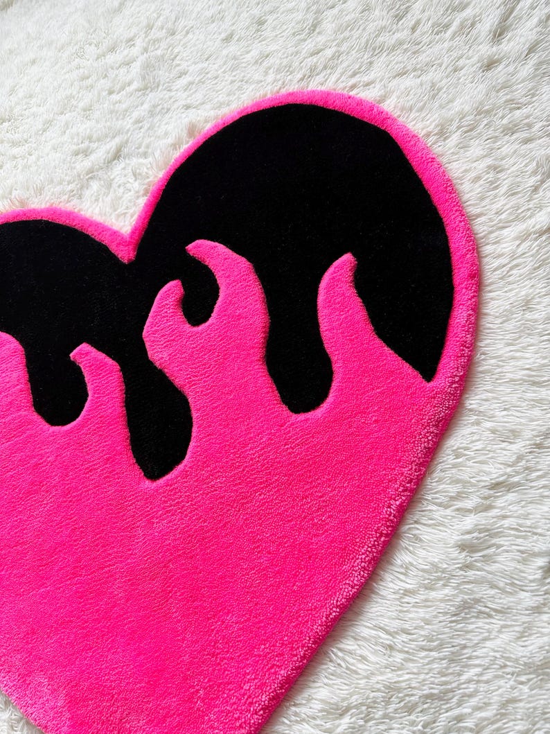 Heart Rug, Pink and Black Rug - Etsy
