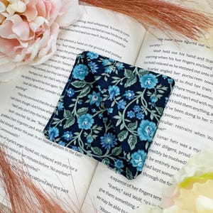 Set of 2 Navy Blue Floral Corner Bookmarks, Blue Floral Corner ...