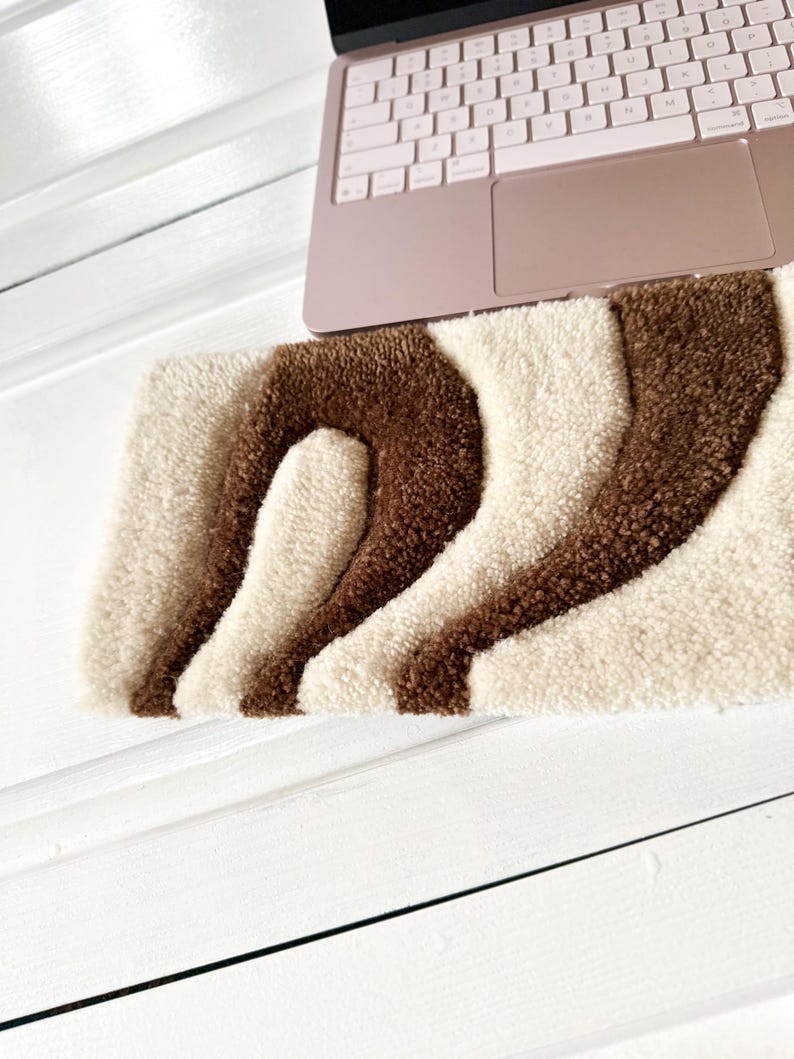 Brown & Beige Patterned Keyboard Rug Mat | Abstract Desk Decor - Etsy