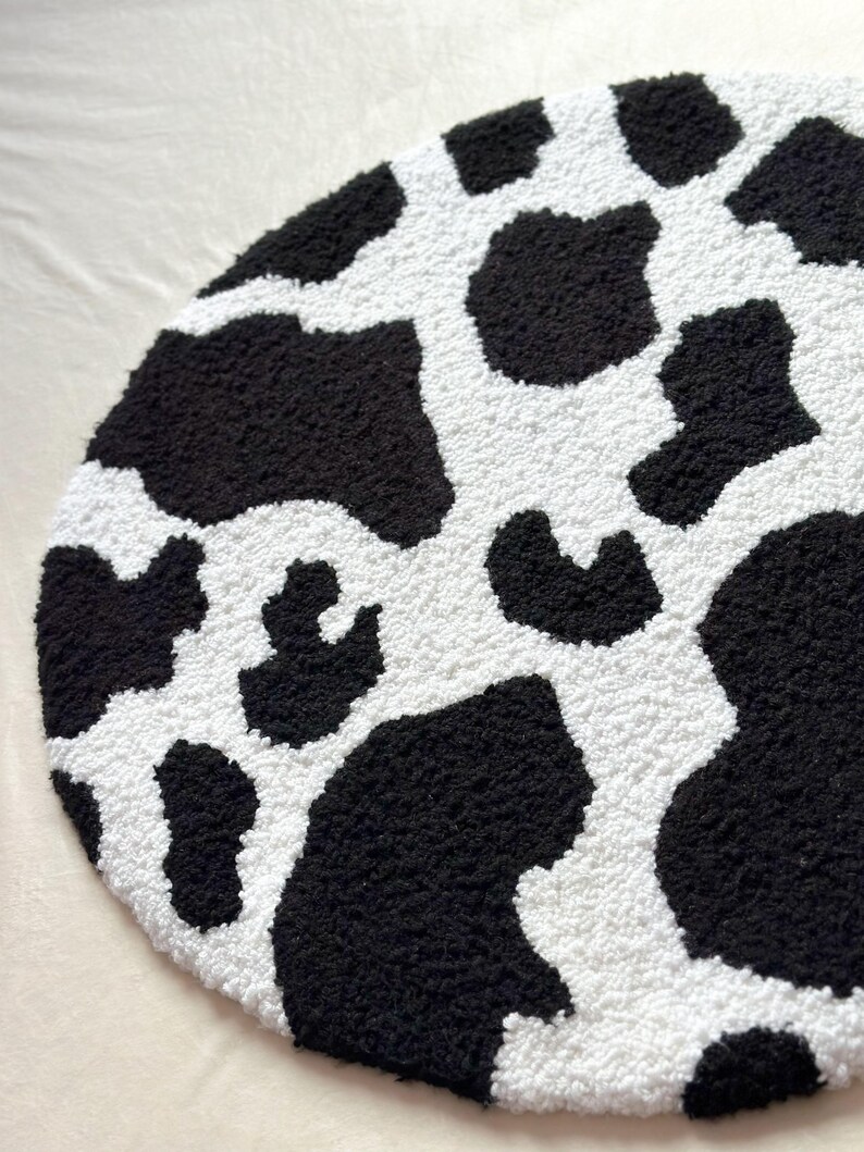 Cow Print Rug, Black and White Area Rug, Black and White Animal Print ...