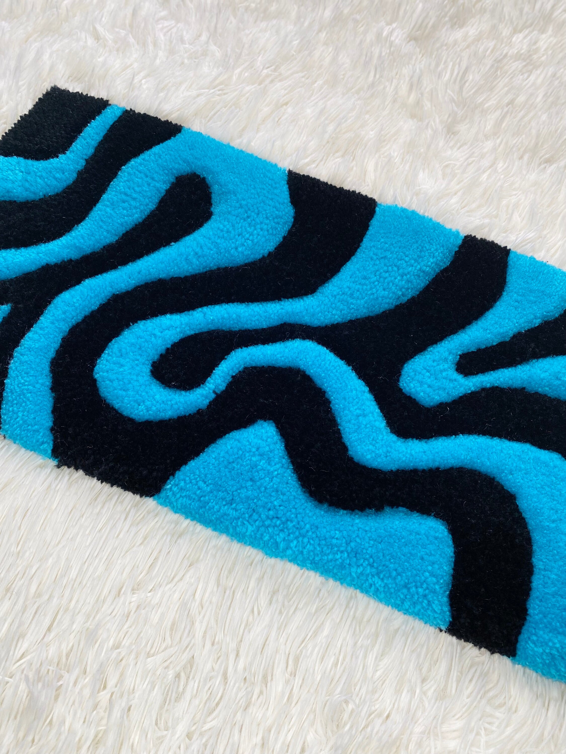 Blue and Black Keyboard Rug Mat, Turquoise Keyboard Mat, Black Keyboard ...