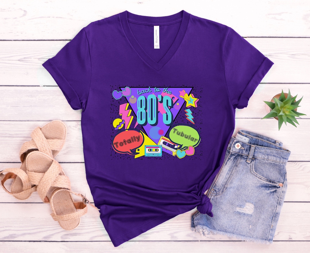 Unisex 80's Themed V-neck Tee 80's Shirt for Her 80's Shirt for Him ...