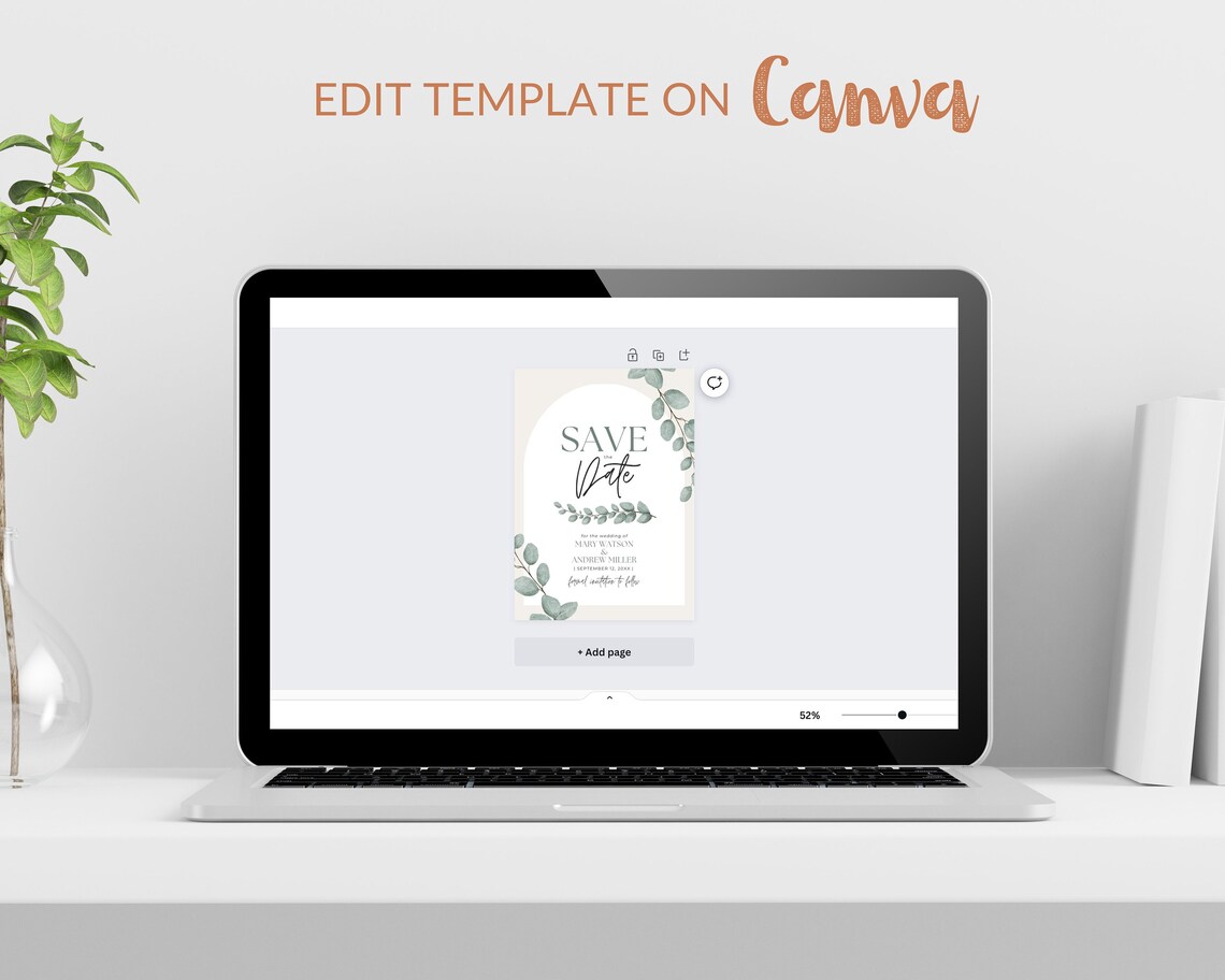 Save the Date Template Eucalyptus Minimal Floral Wedding Stationary ...
