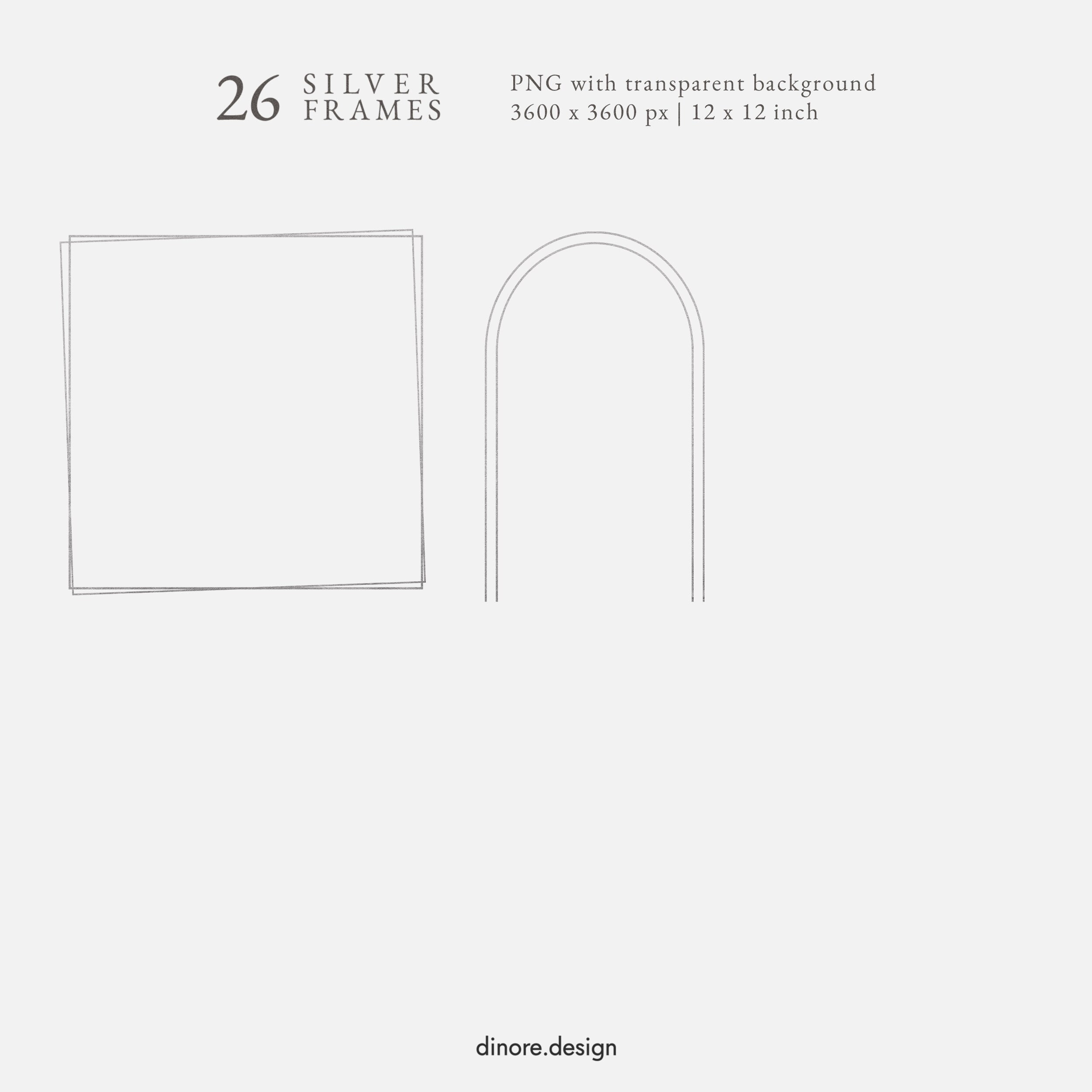 Silver Frames Clipart, Metallic Silver Frames, DIY Wedding Invitations ...