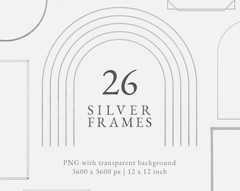 Silver Frame Clipart Geometric Silver Frames Wedding Invitations Silver ...