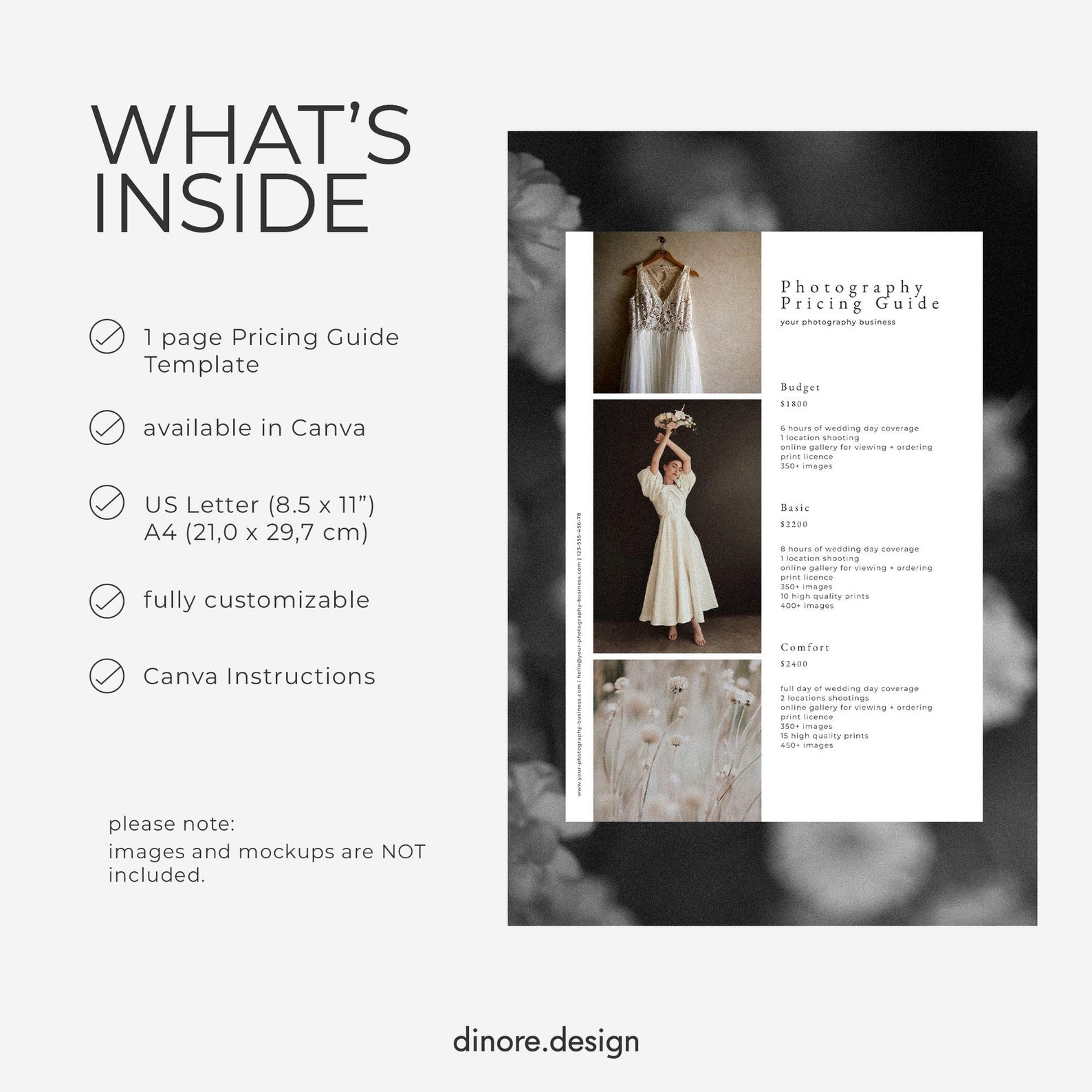 Wedding Photography Pricing Guide Template for Photographers Price List ...