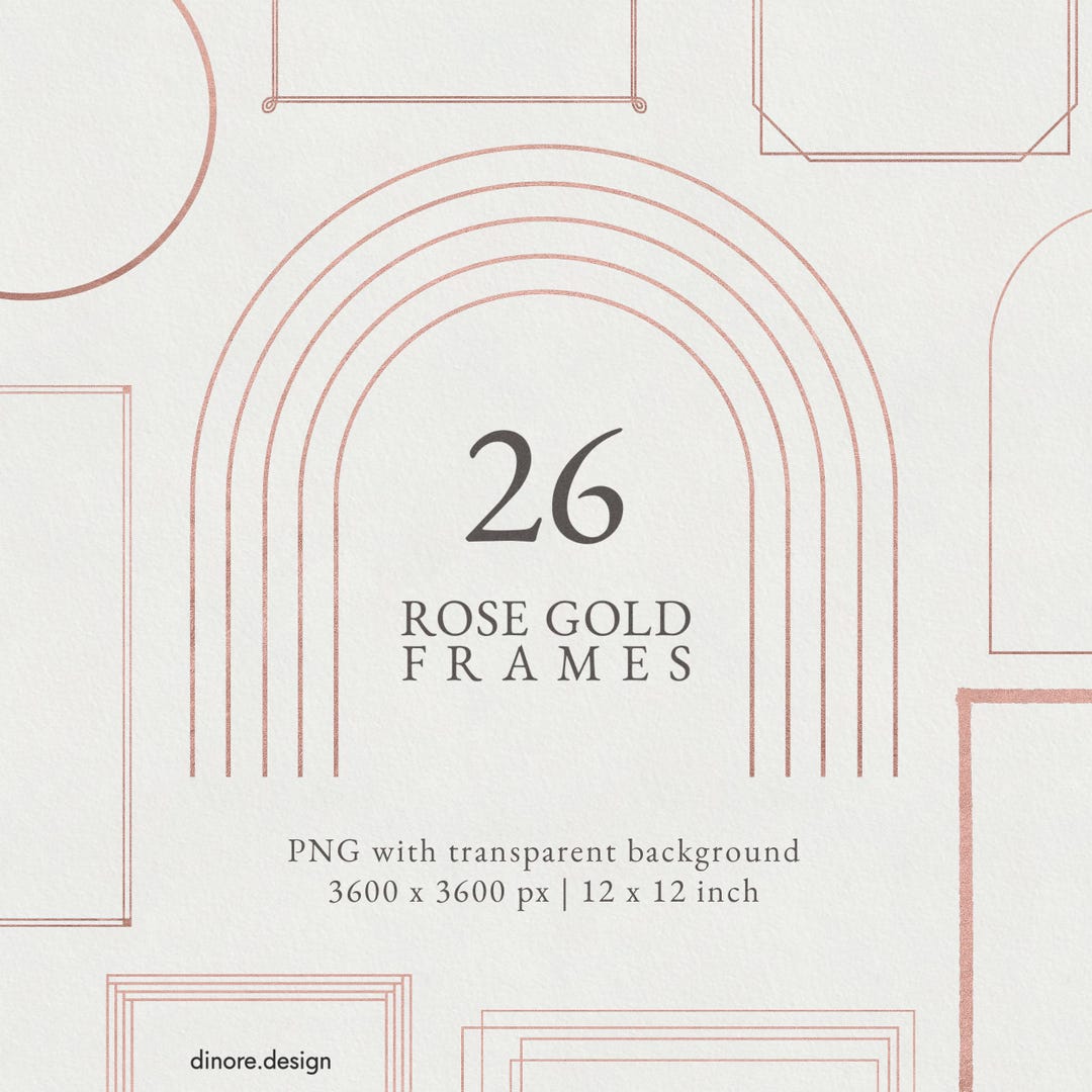 Rose Gold Frame Clipart Wedding Frames PNG Modern Rose Gold Frame ...