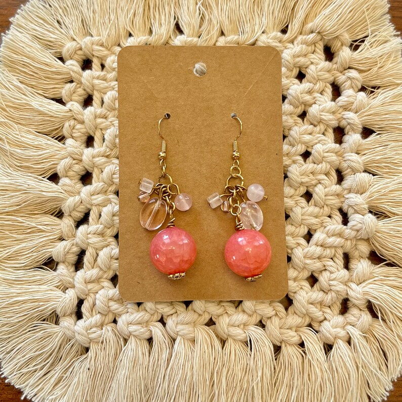 Stylish Everyday Peach & Pink Dangle Drop Earrings for Spring - Etsy