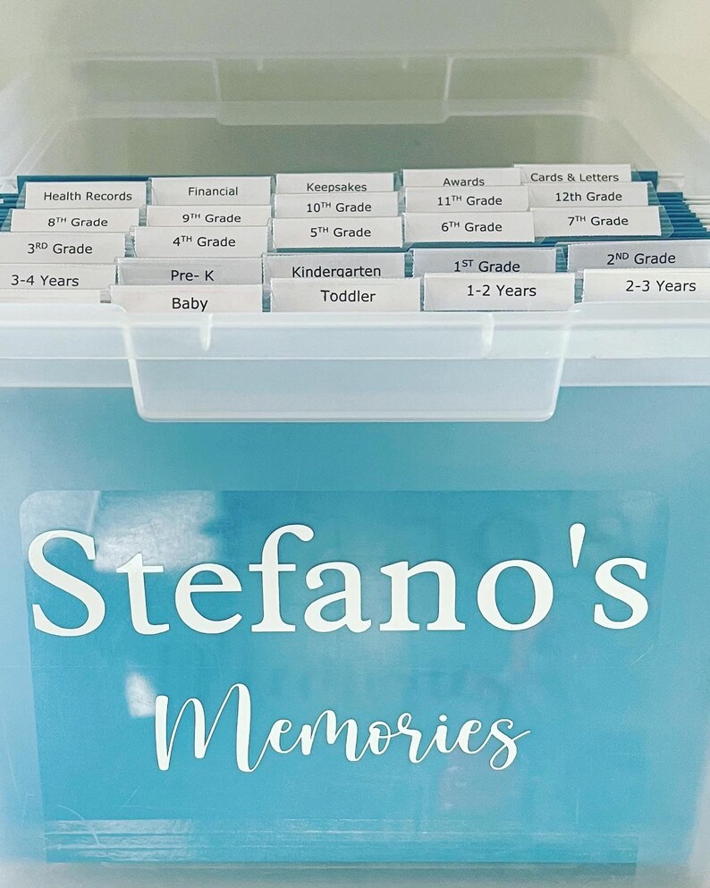 Kids School Memory Box, Milestone Bin, Memory File Box, School Work ...