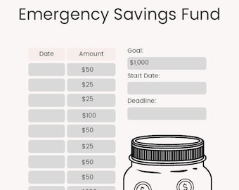 Emergency Fund Savings Tracker Printable Savings for a Rainy Day Rain ...