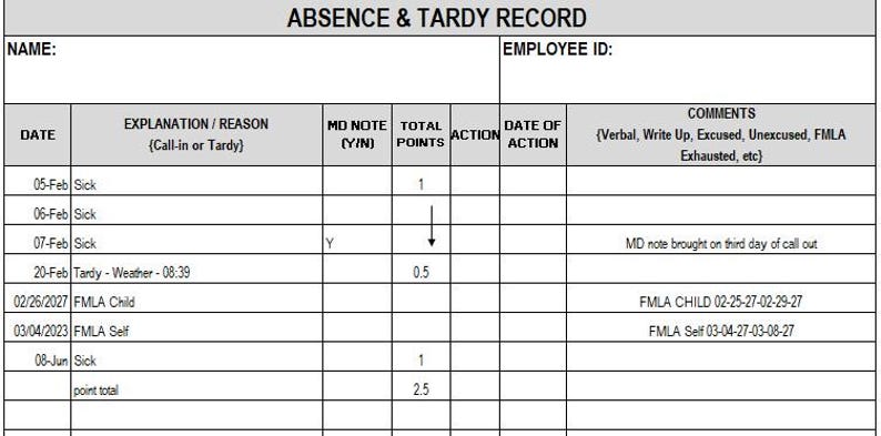 2026 Time & Attendance Controller | Tracker | Instant Download | Printable - Etsy